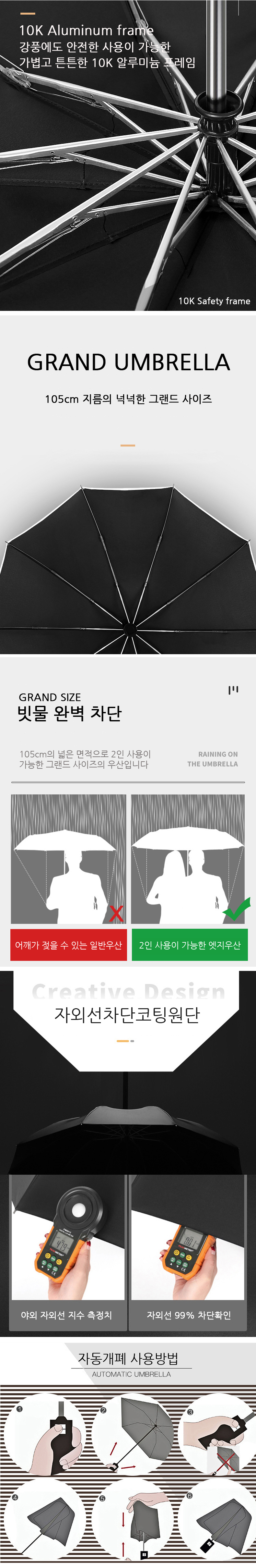 10K 3단자동 거꾸로우산 양우산 엣지 자외선차단 우산 - 오너클랜